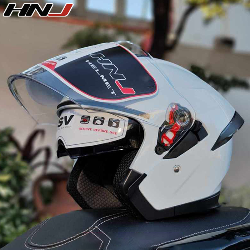HNJ A4 006-H Dual Visor Half Face Helmet For Motorcycle Women Men With ...