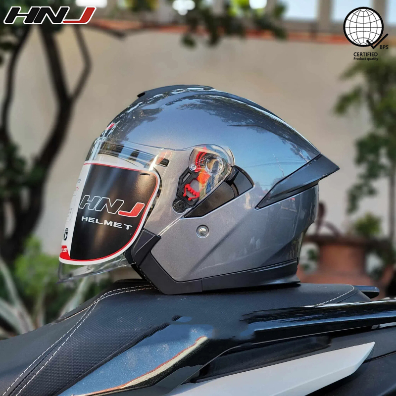 HNJ A4 006-H Dual Visor Half Face Helmet For Motorcycle Women Men With ...