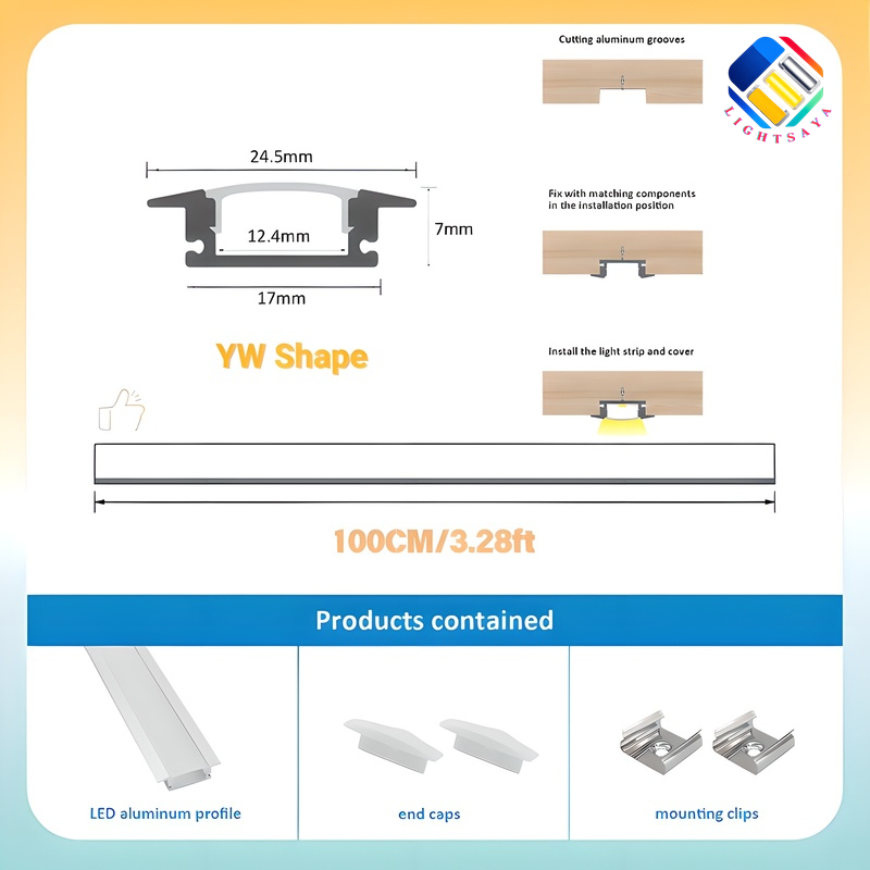 1M LED Aluminum Profile Track V/U/YW Shape Mount Channel System for LED ...