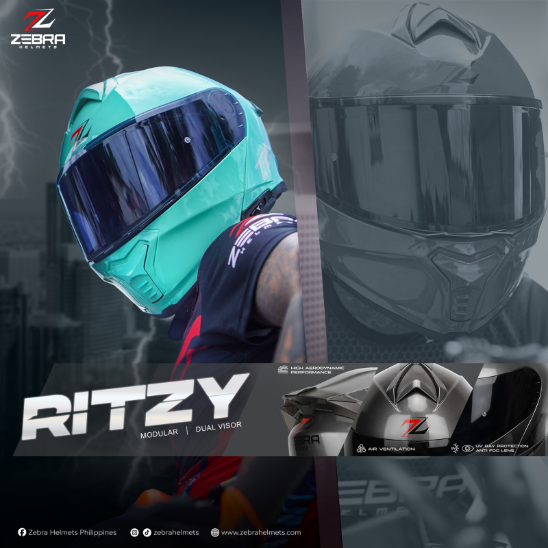 ZEBRA A113 RITZY modular helmet dual visor open face motorcycle helmet ...