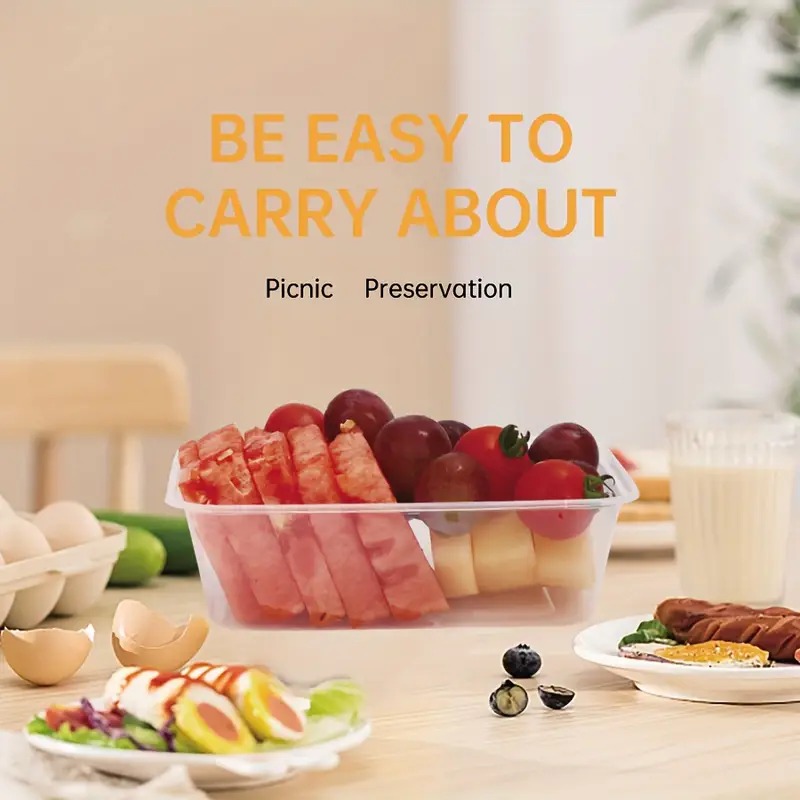 50PCS Rectangle Microwavable Food Container Disposable Plastic Tub ...