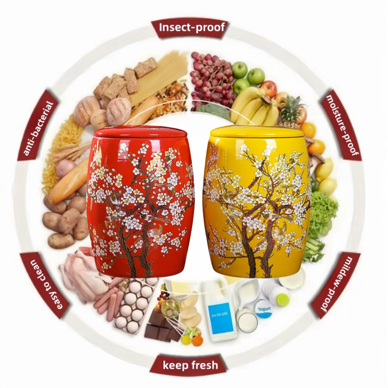 Ceramic Rice Jar Household Kitchen Rice Bucket with Lid Sealed Jar ...