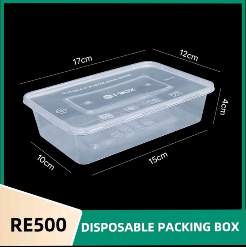 (Clear, Black) RE1000 Microwavable Disposable Plastic Food Container ...