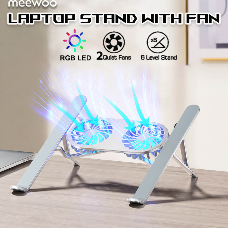 Meewoo Laptop stand with Cooler Fan Adjustable Laptop Riser Aluminum ...
