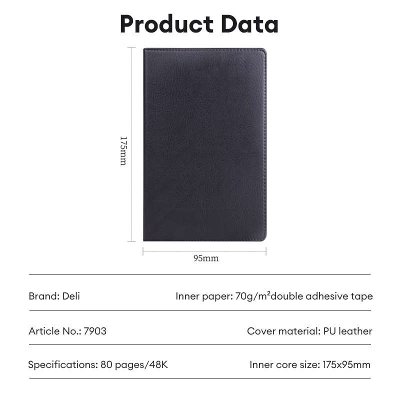 Deli 48K Writing Notebooks 80 Sheets Portable Leather riting Notebook ...