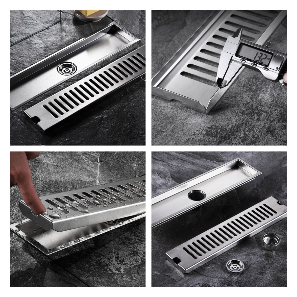 SUS304 stainless steel rectangular floor drain bathroom kitchen large ...