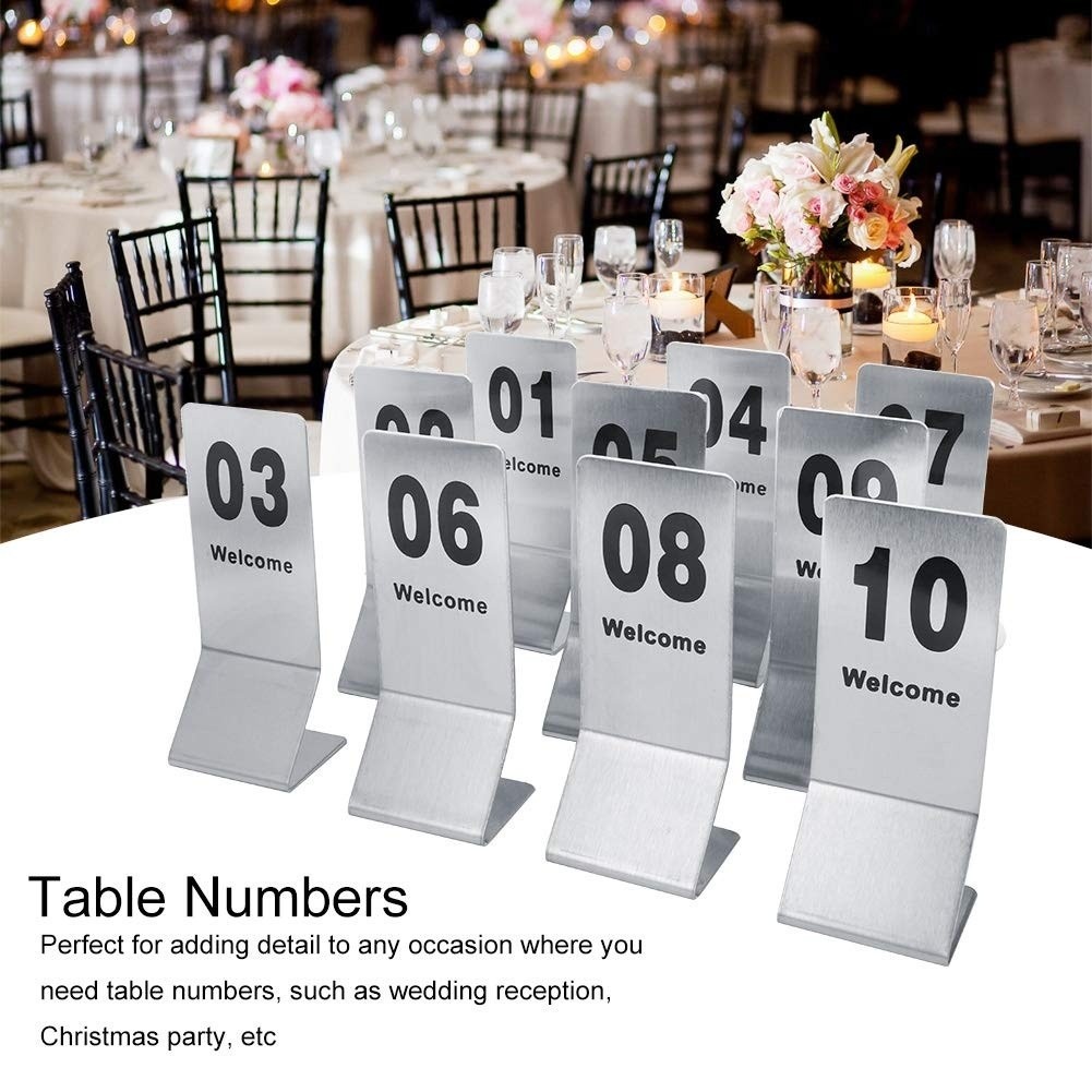10Pcs Stainless Steel Table Sign Number Plate Restaurant Cafe Bar Table ...