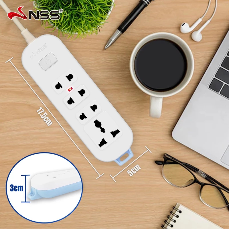 NSS Color Extension Cord 4 Gangs with 1 Switch 250V 2500W 3 Meters/5 ...