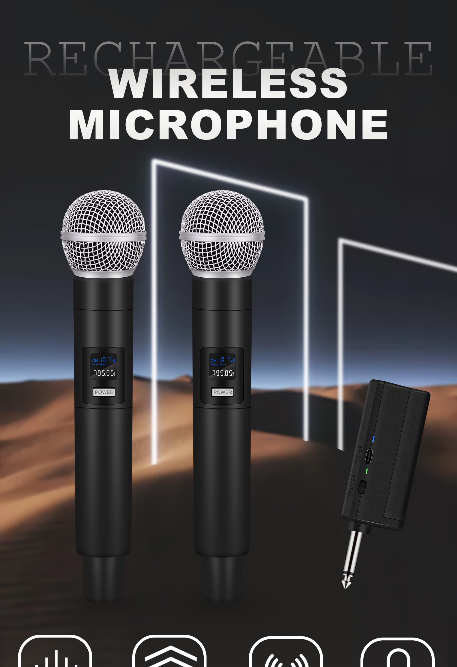 Wireless Microphones for Karaoke with Rechargeable Receiver for Karaoke ...