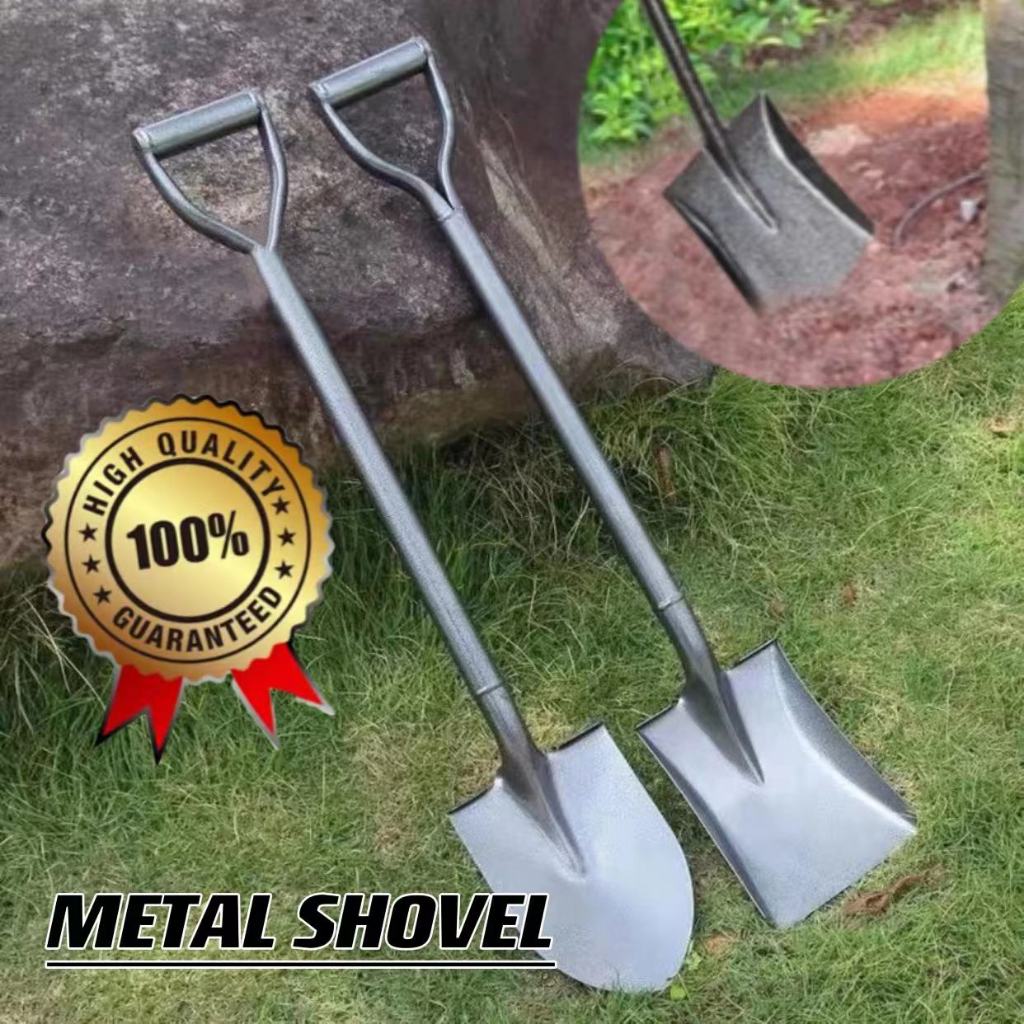 All Steel Shovel Round Point / Square Metal Shovel D-Handle Gardening ...