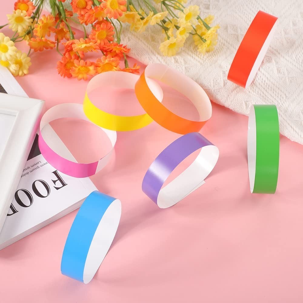 100PCs Colorful Waterproof Wrist Band Disposable Event Wristband Sticky ...