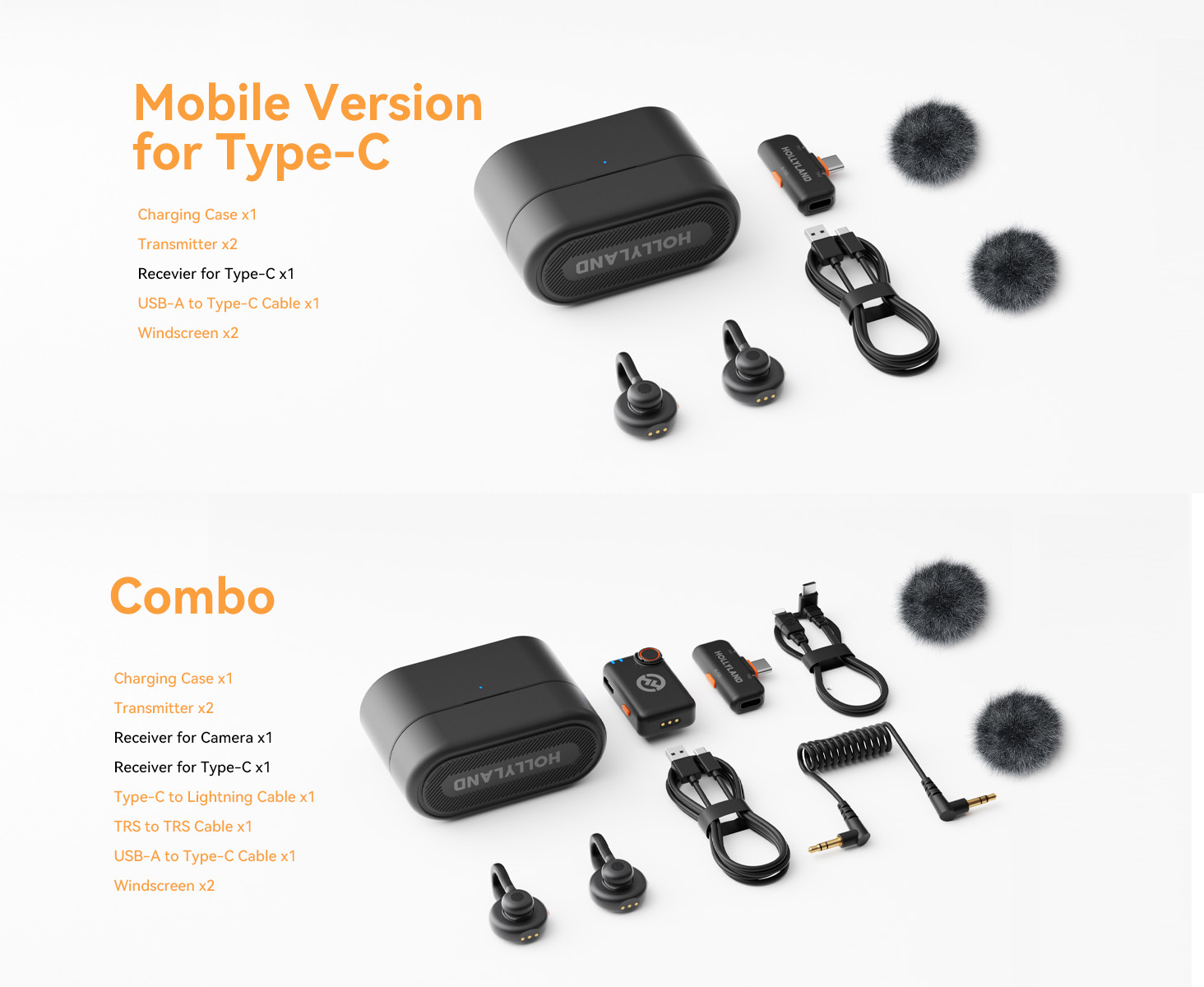 HOLLYLAND LARK M2S Concealed Wireless Microphone w/ Noise Cancellation ...