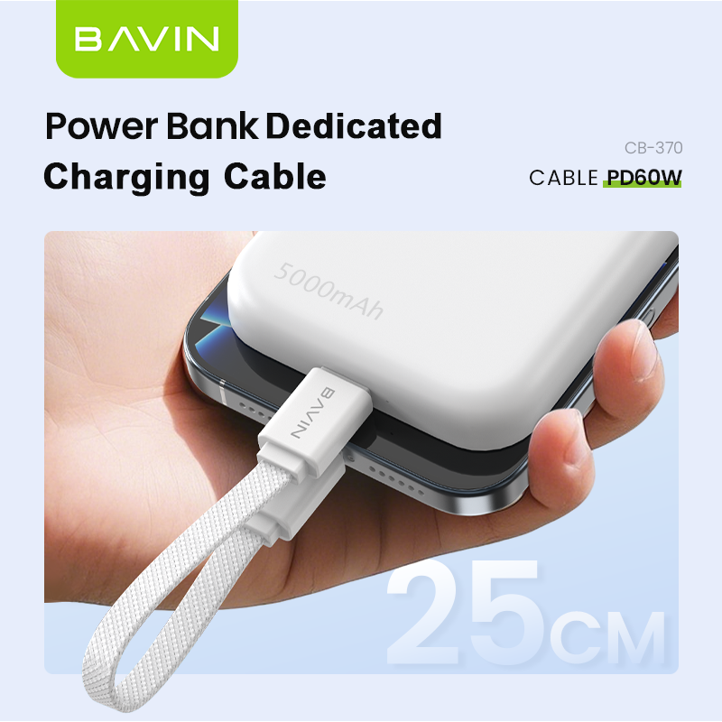 BAVIN CB370 60W Fast Charging Mini Cable 25cm Braided Wire for Type-C ...
