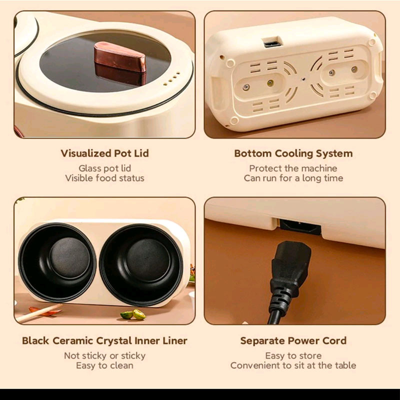 Double Rice Cooker Multi-function Non-stick Mini Double Bile Electric ...