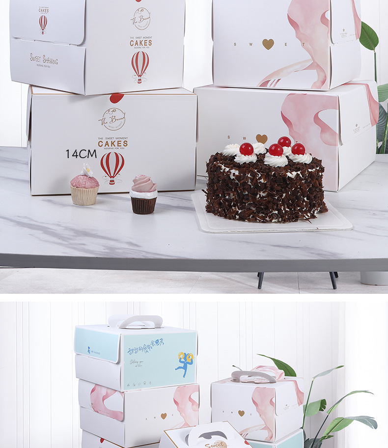 6/8/10 inch Cake Box with Cake Board Birthday Cake Box with Handle ...