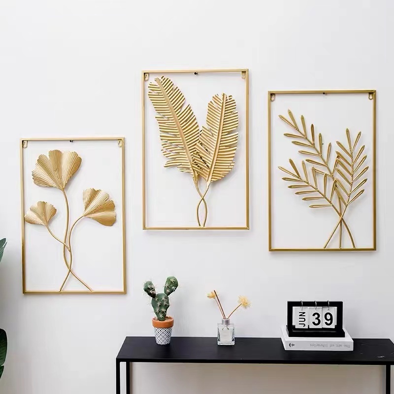Metal Wall Decor With Square Frame, Metal Leaf Wall Art Decor Gold ... Metal Wall Decor With Square Frame, Metal Leaf Wall Art Decor Gold ...