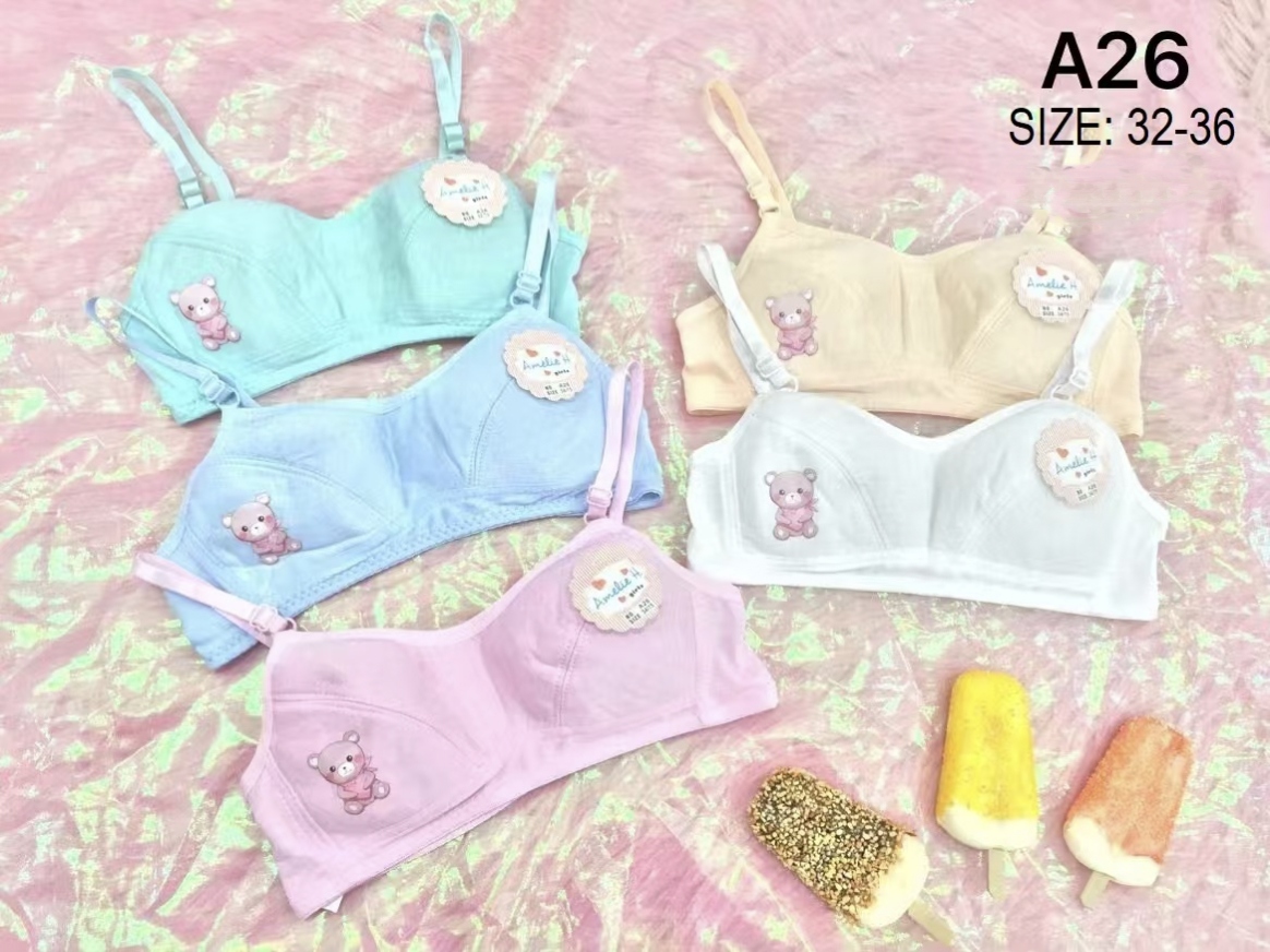 BURSON 3pieces Cute Design Plain Color Baby Bra Girl Cotton Bra with ...