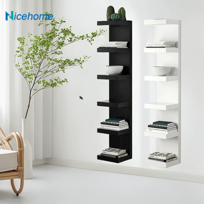 Wooden wall mounted storage rack simple wall decoration rack bookshelf ...