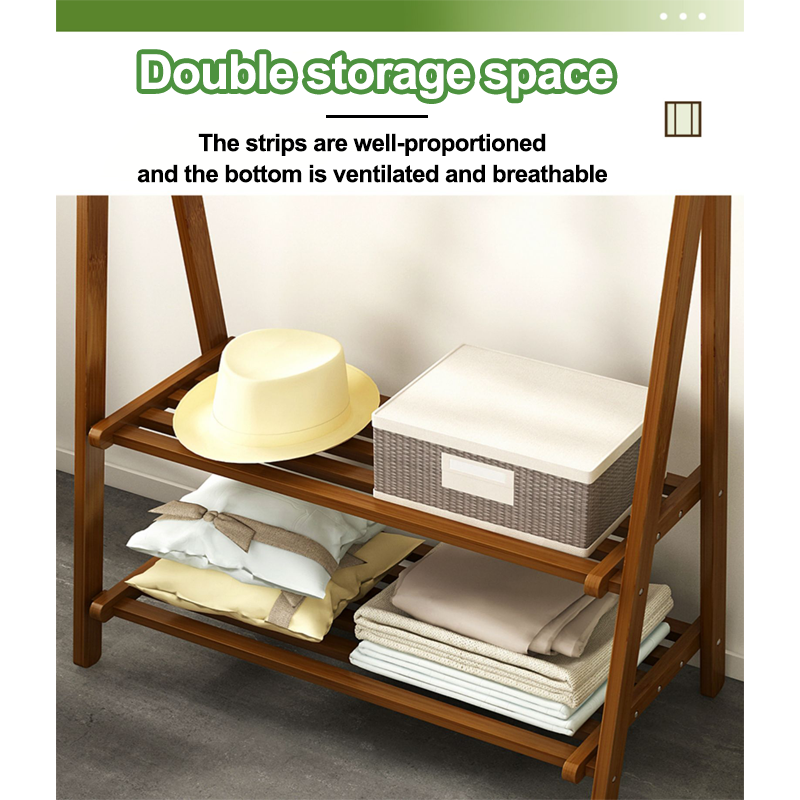 【On Hand】Bamboo Clothes Rack Stand Wood/Brown 66/86/116CM Foldable ...