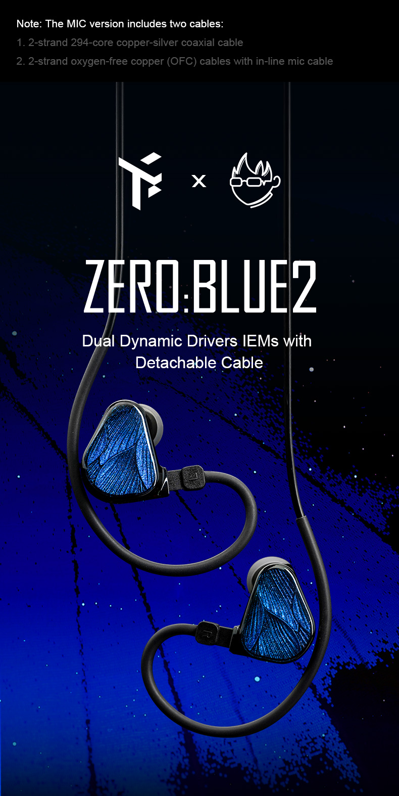 Truthear x Crinacle Zero:BLUE 2 II Dual Dynamic Driver IEM Wired HiFi ...