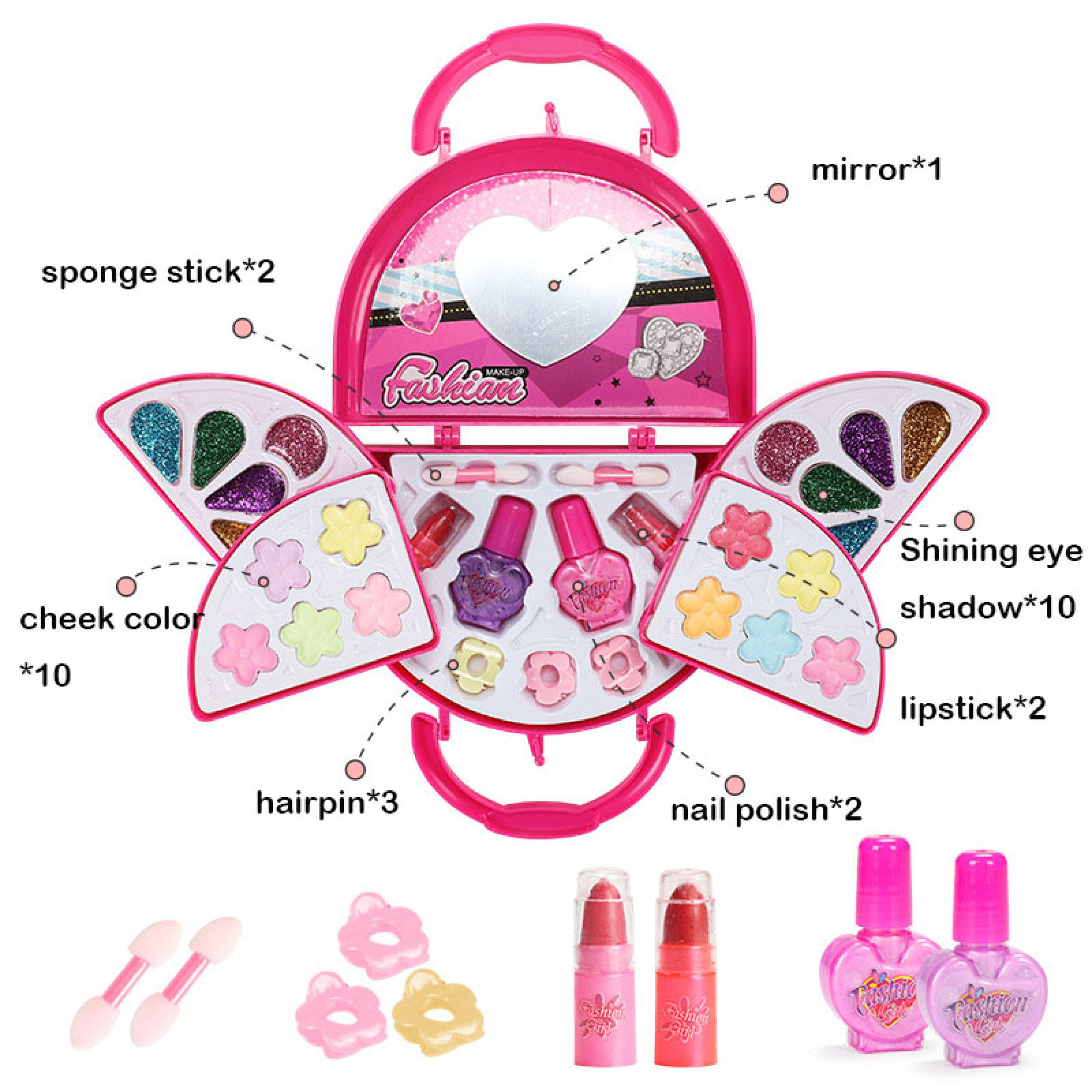 Pretend Play Makeup Beauty Set Toys Washable Makeup Set Toy with Real ...