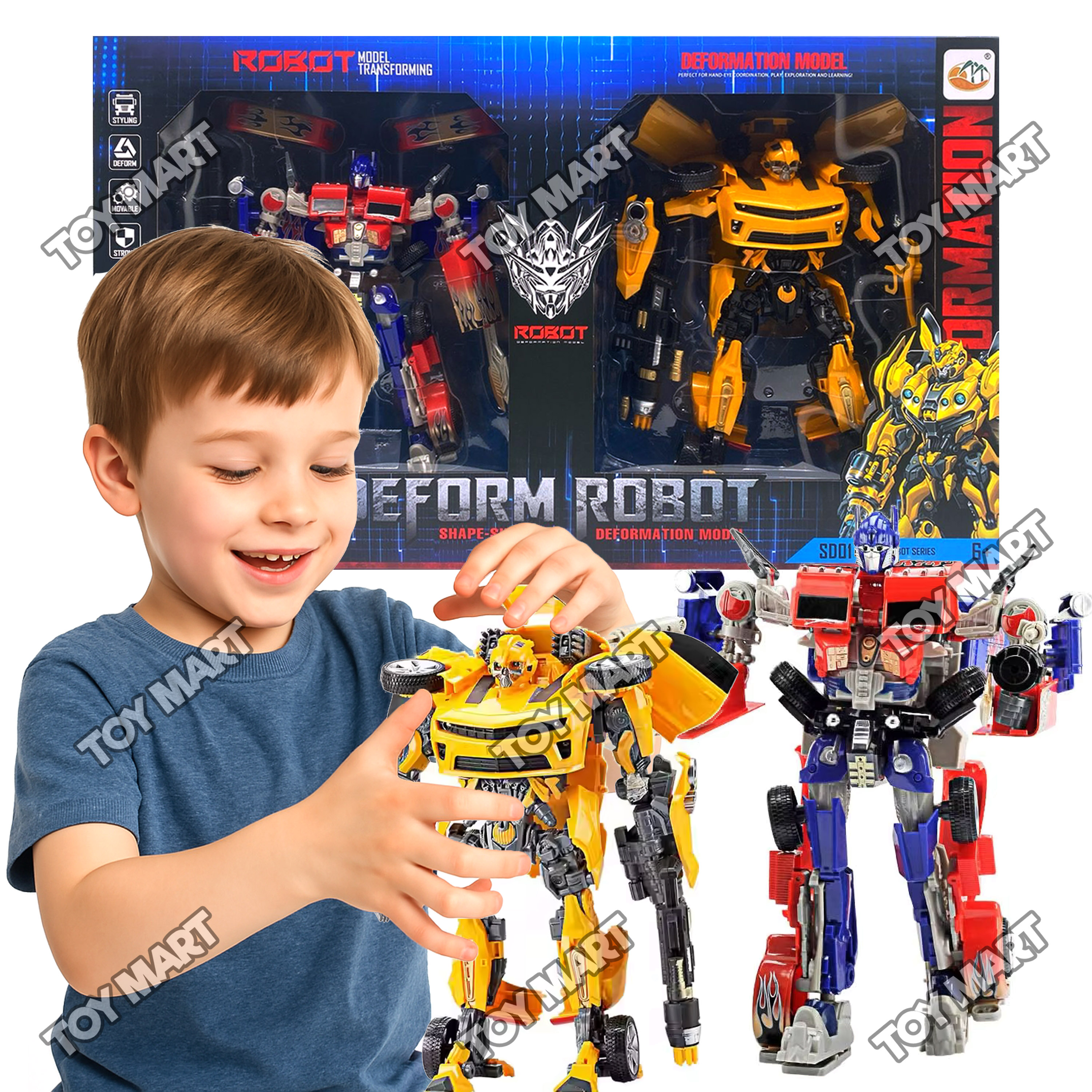 Big Transformers 2 in 1 Action Figure Deformation Robot for Children ...