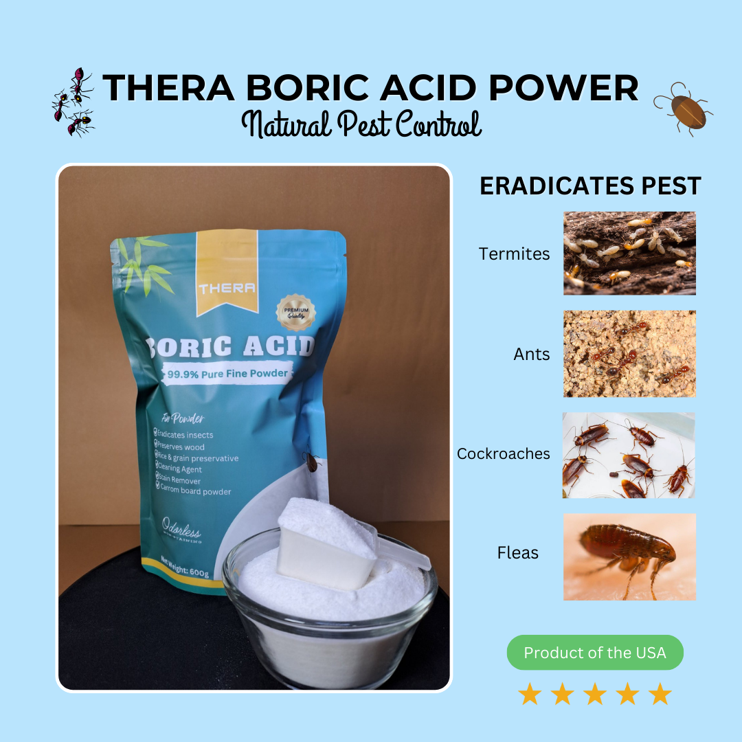 THERA 600g Boric Acid Powder for Pest Control Cockroach Ants fleas Bait ...