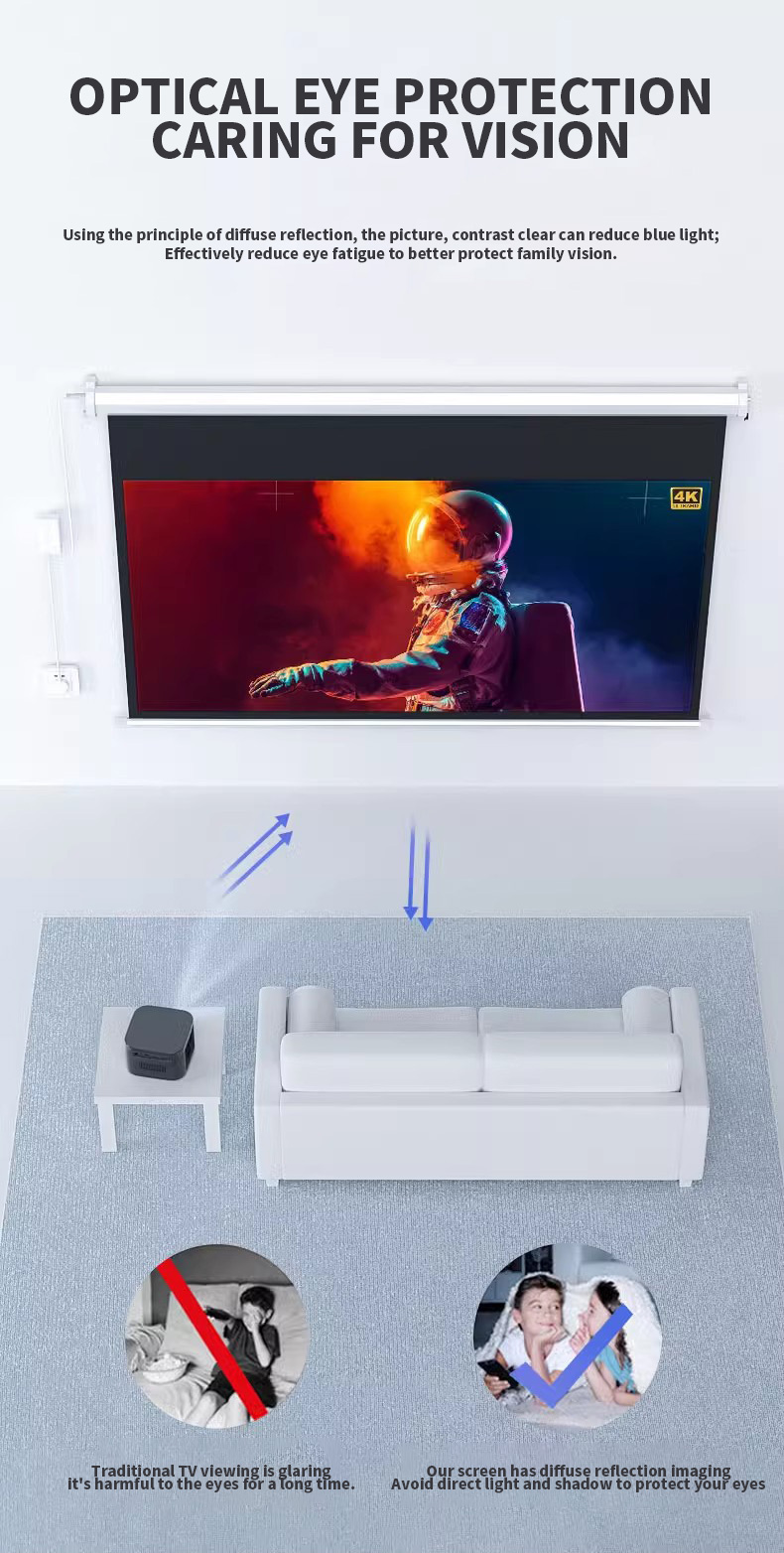 【In Stock】Projection Screen 100 inch 16:9 HD Movies Screen pull down ...