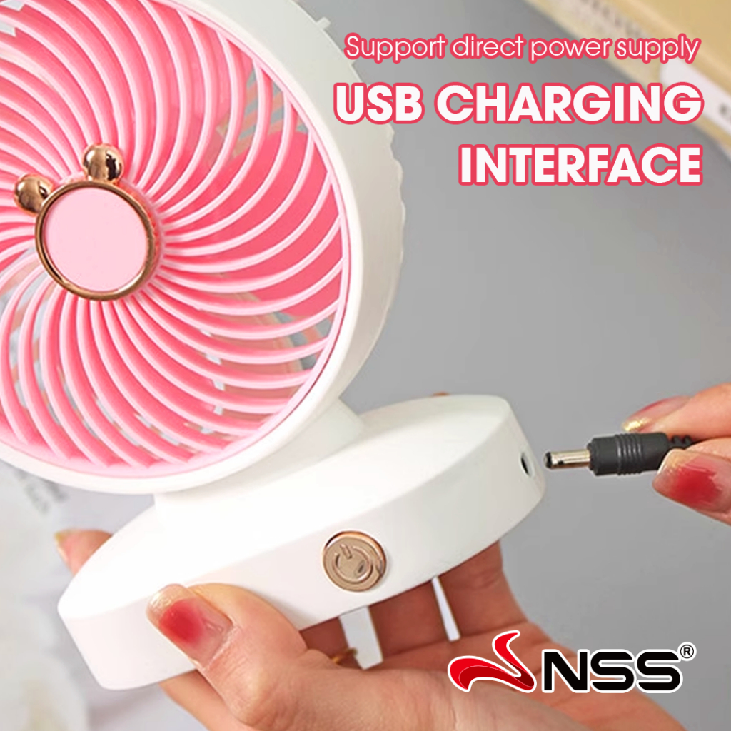 NSS Desk Fan Mini Portable Electric Small Fan 250mAh Built-in Battery ...