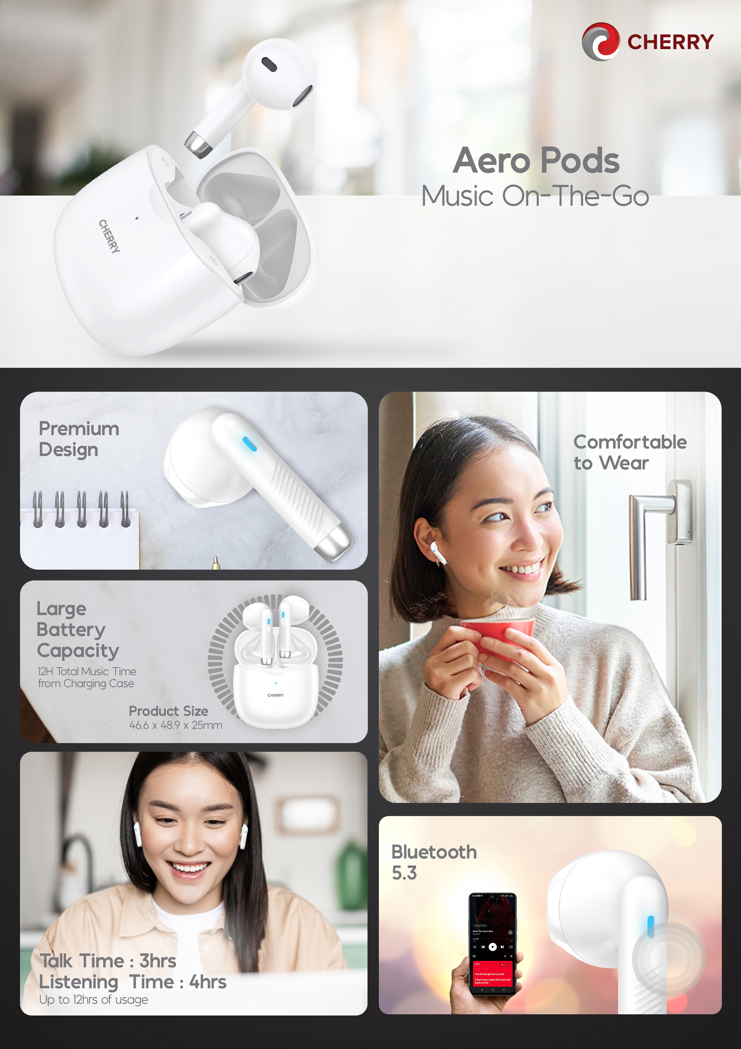 CHERRY Aero Pods (Bluetooth Hi-Fi) | Shopee Philippines
