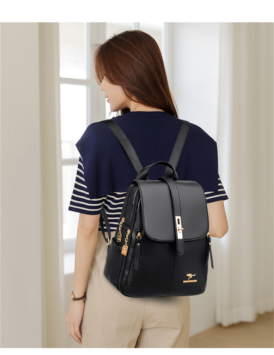 New women's leather backpack fashion shoulder bag women's backpack ...