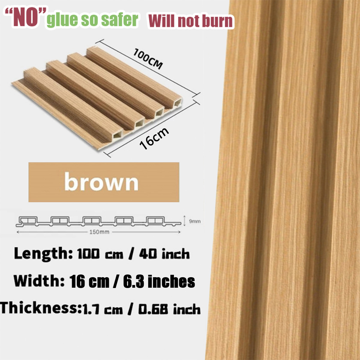 10PCS Solid Wood Panel PVC Board Wallpaper Fluted Wall Panel Sticker ...