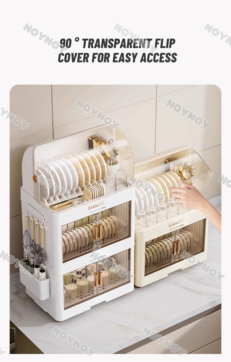 Dish Rack Drainer Drying Rack With Cover Dish Cabinet Foldable ...