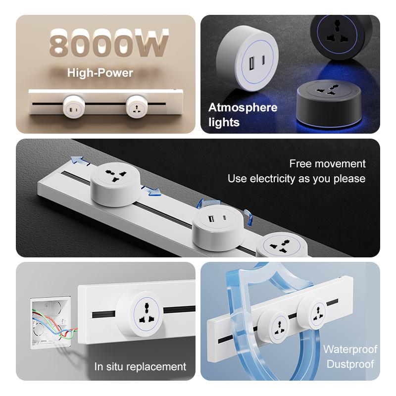 TEP Power Track Socket 8000W Universal Power Adapter Socket with USB ...