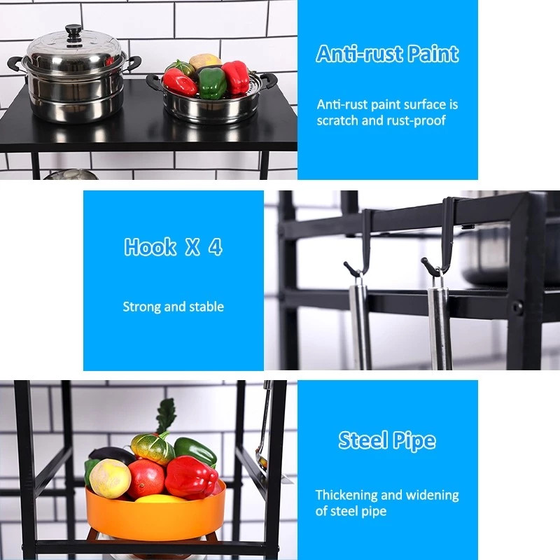 Kitchen Storage Rack Stand Heavy Duty With Roller Patungan Ng Kalan ...