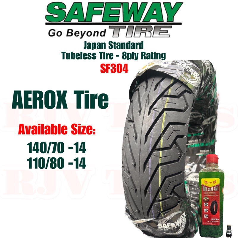 SAFEWAY Tire for AEROX Tubeless, 8ply Rating Free Sealant & Pito, Size ...