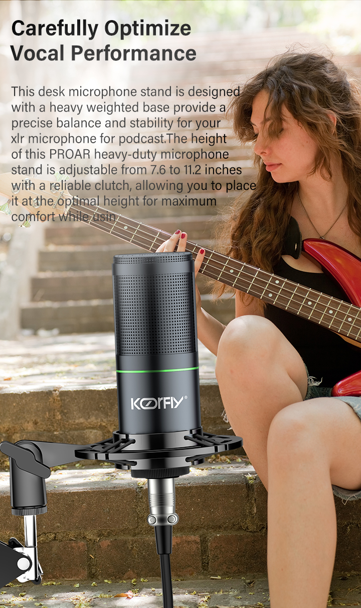 KOORFLY 48V XLR Condenser Microphone ZX320 Professional Cardioid Studio Mic Kit For Recording ...