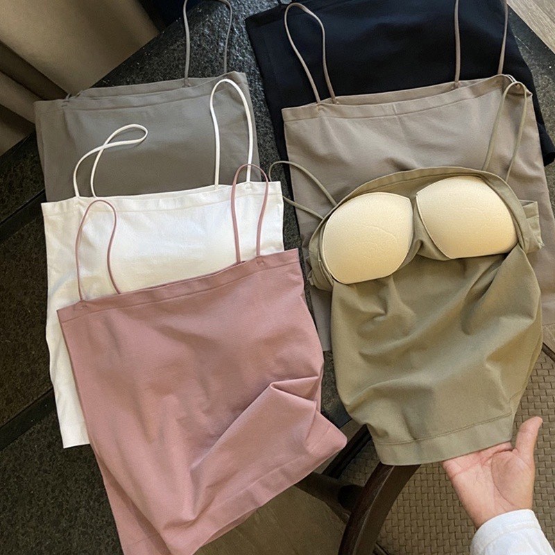 Summer Ladies Sando Tube Sexy Back With Padded Bralette Spaghetti ...