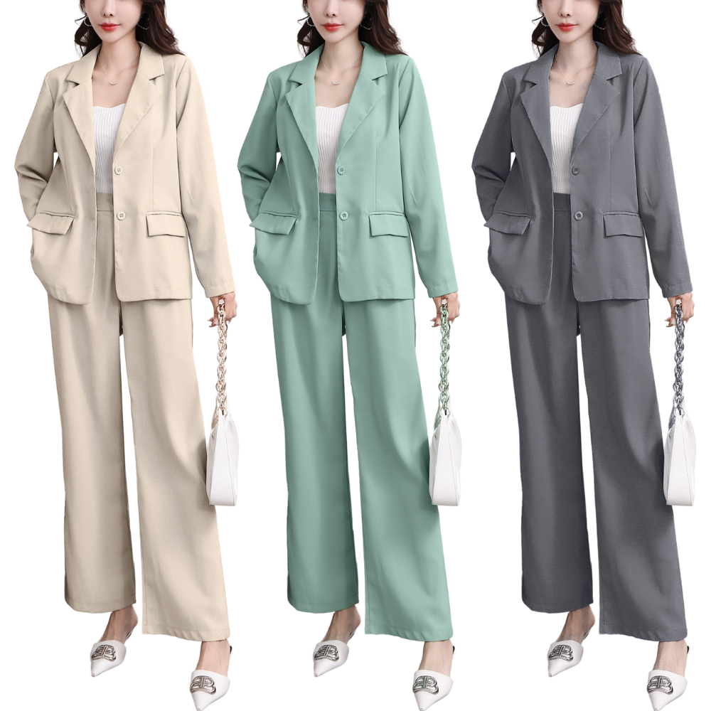 PLUS SIZE Terno Set Longsleeve Blazer and Trouser Wide-Leg Fit S to 2XL ...