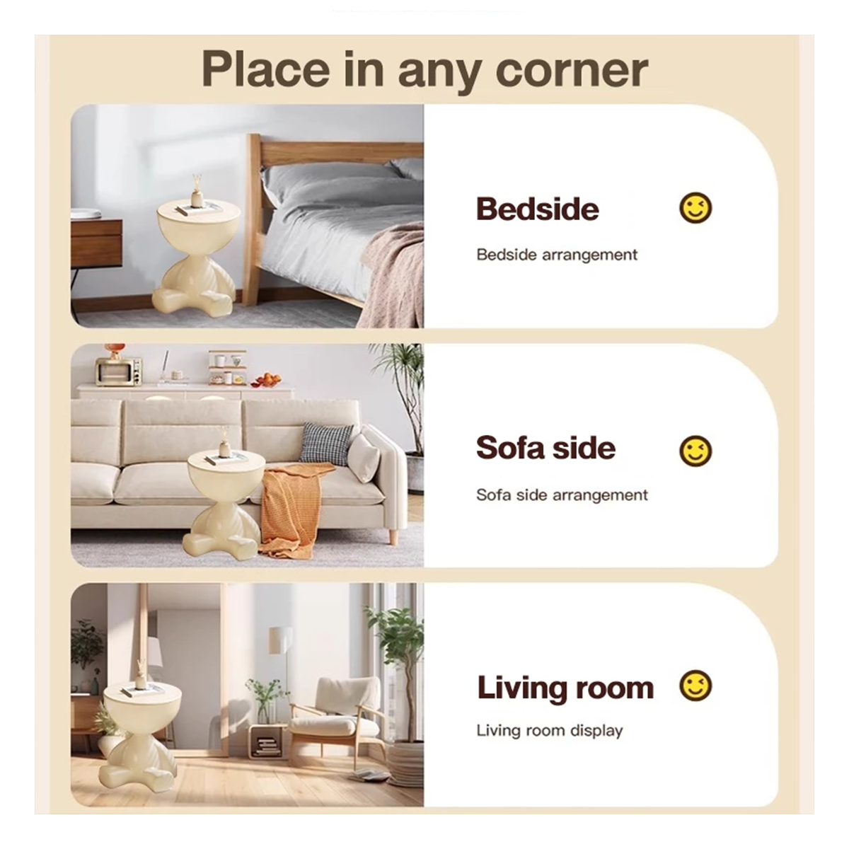 R2Y Creative Bedside Table Sofa Side Table Living Room Bedroom Tea Coffee Table Storage Table ...