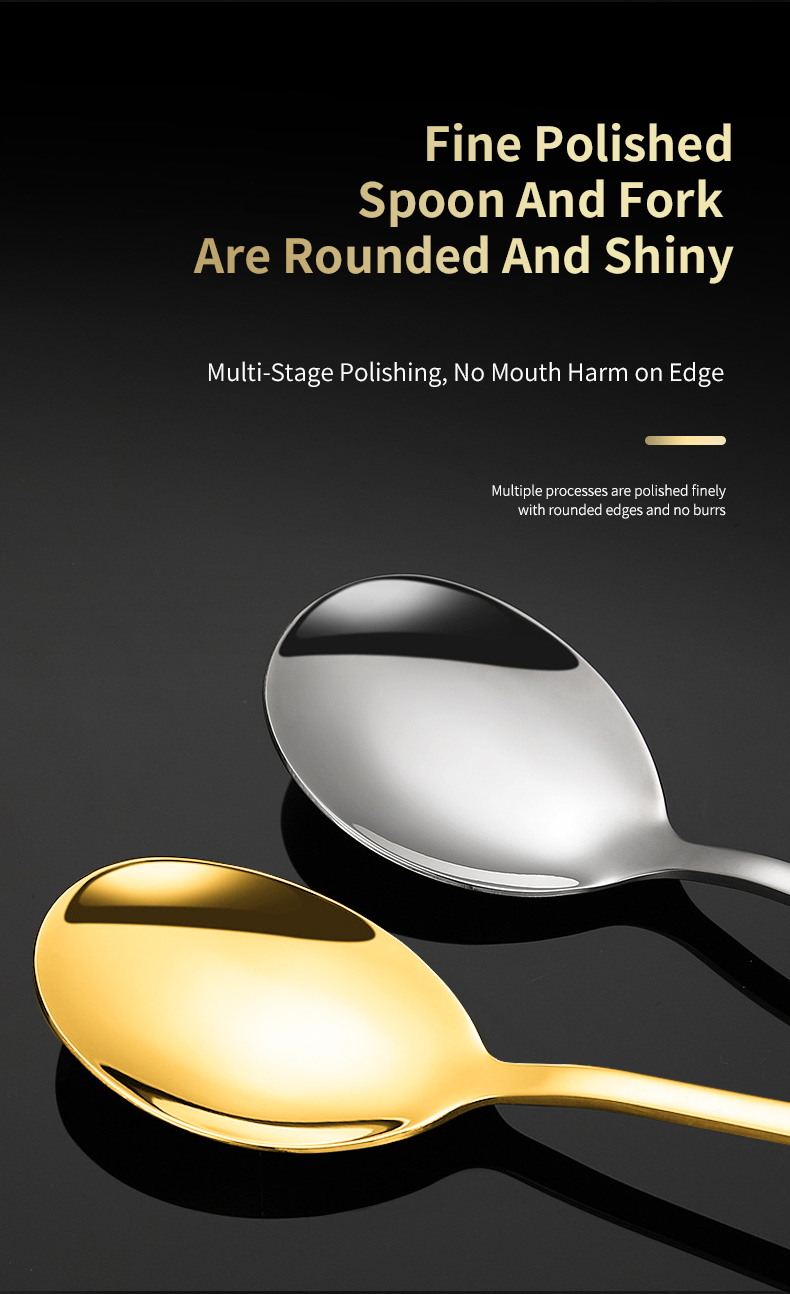 12pcs Stainless Steel Spoon and Fork Set Korean Cutlery Dinnerware Food ...