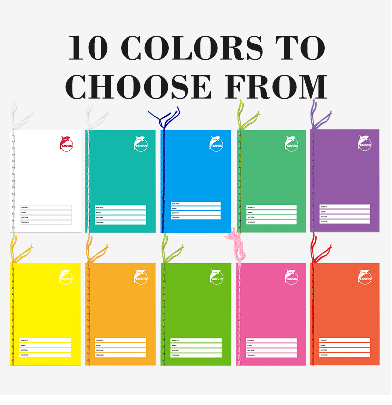 Fanvin A5 Yarn Composition Notebook 80 Leaves and 10 Colors School ...