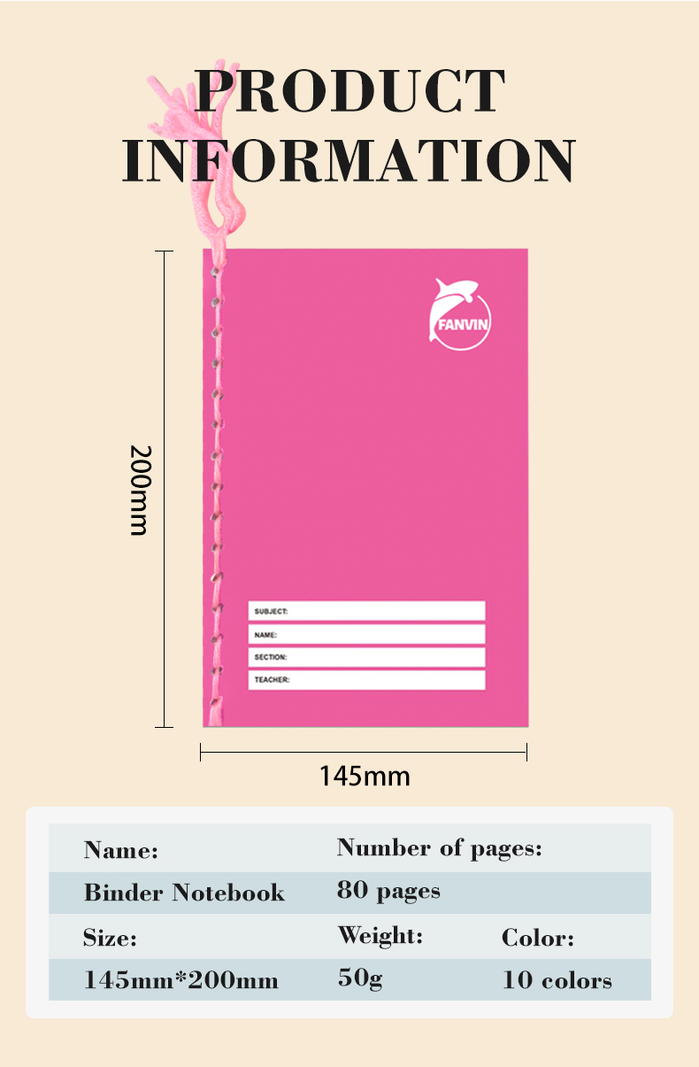 Fanvin A5 Yarn Composition Notebook 80 Leaves and 10 Colors School ...