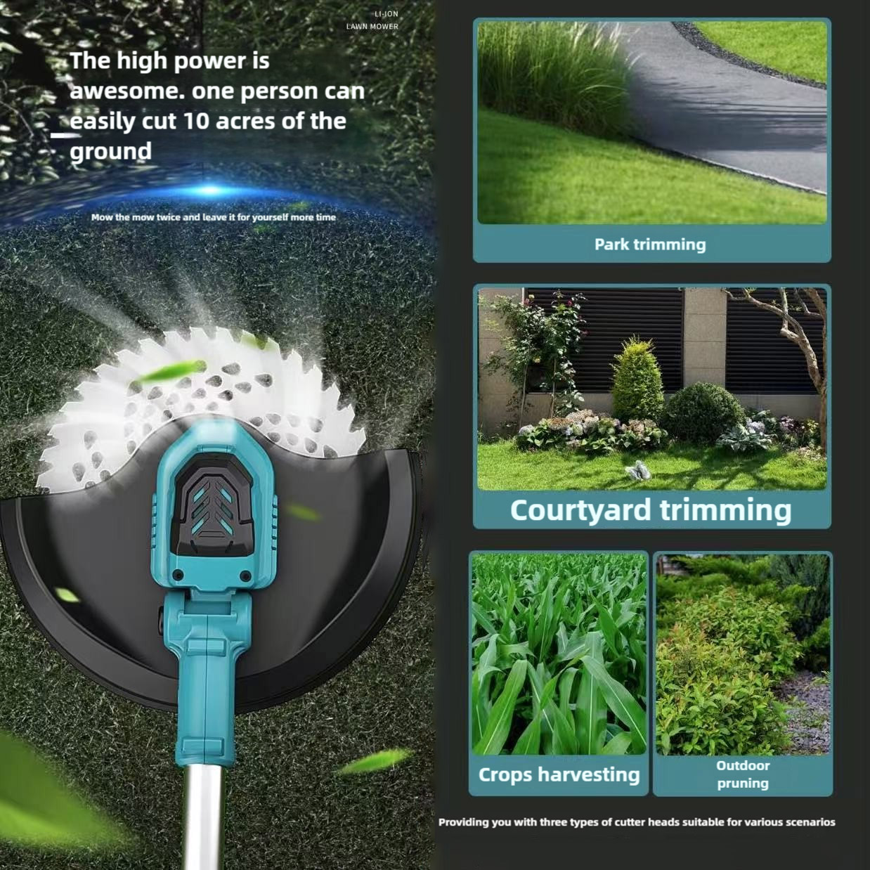 Cordless Grass Cutter 168V Rechargeable Lithium Battery 3.0 Full ...