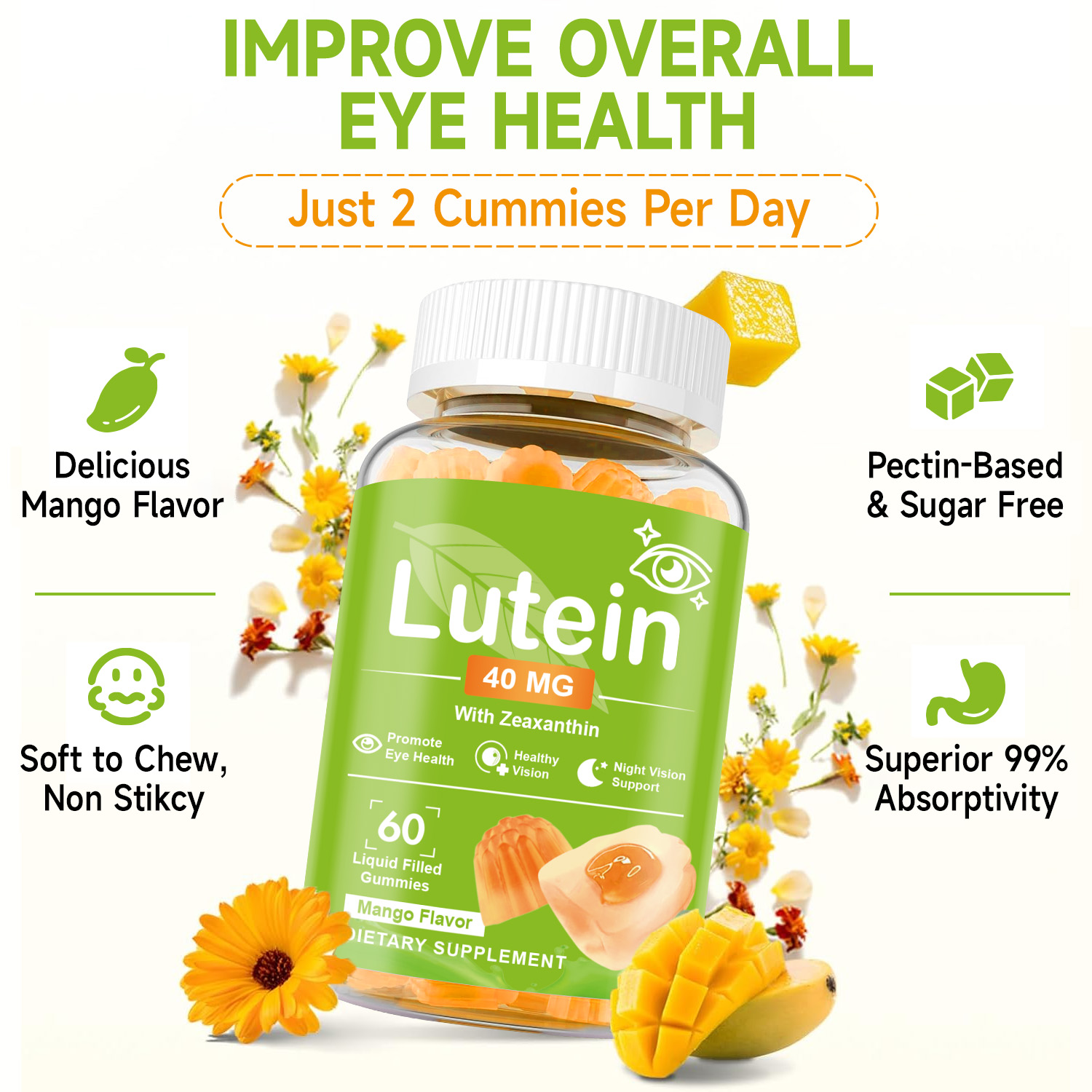 Omilay Lutein Eye Supplement Gummies for Adult Kids Eyesight Gummies ...