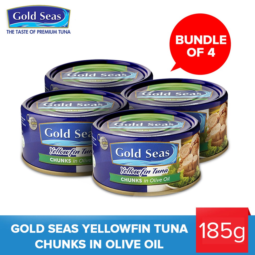 Gold Seas Yellowfin Tuna Chunks in Olive Oil 185g - Bundle [4 Cans ...