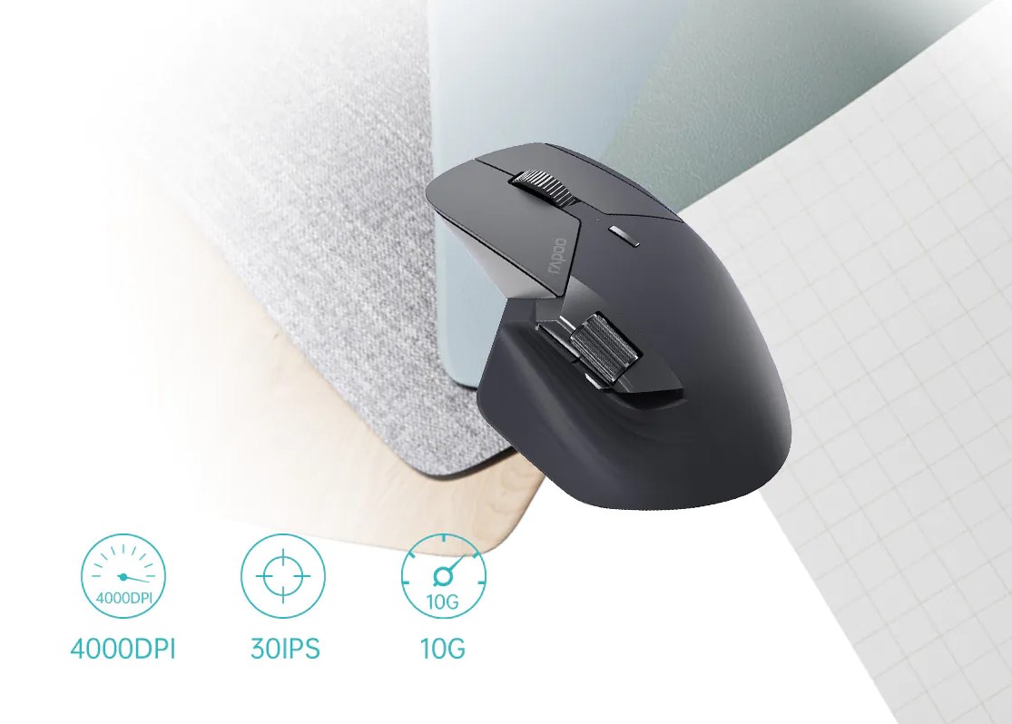 Rapoo 9560M Multi-Mode Wireless Optical Mouse & Keyboard US - Dark Grey ...
