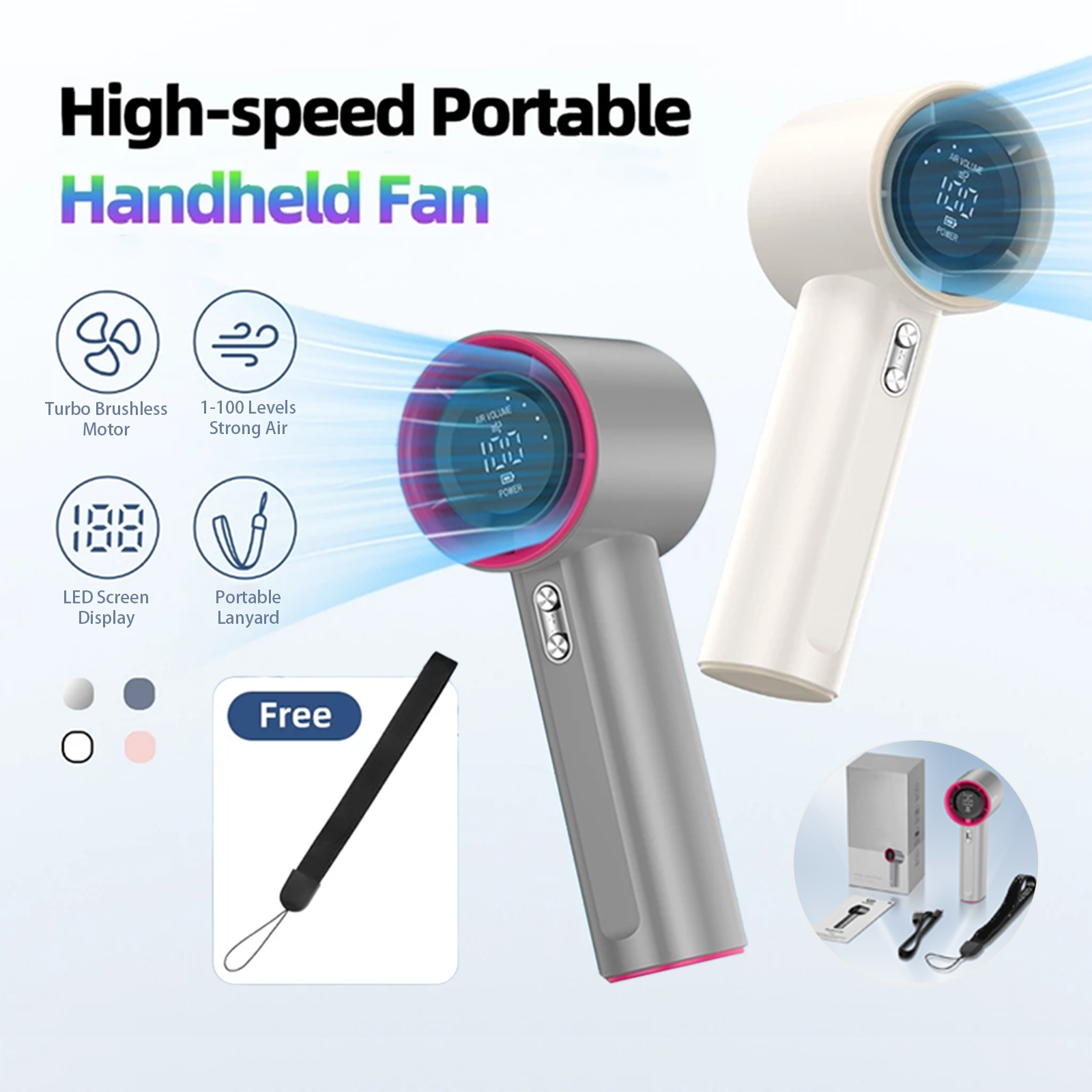 ⚡Ready Stock⚡Turbo Fan 8000MAH High Speed Mini Fan Rechargeable With 0 ...