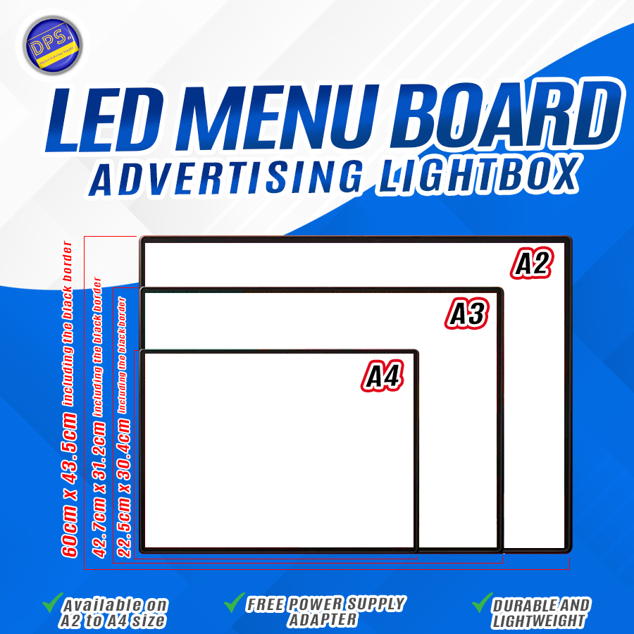 DPS Advertising LED Menu Lightbox Black / Board Frame Menu / LED Menu ...
