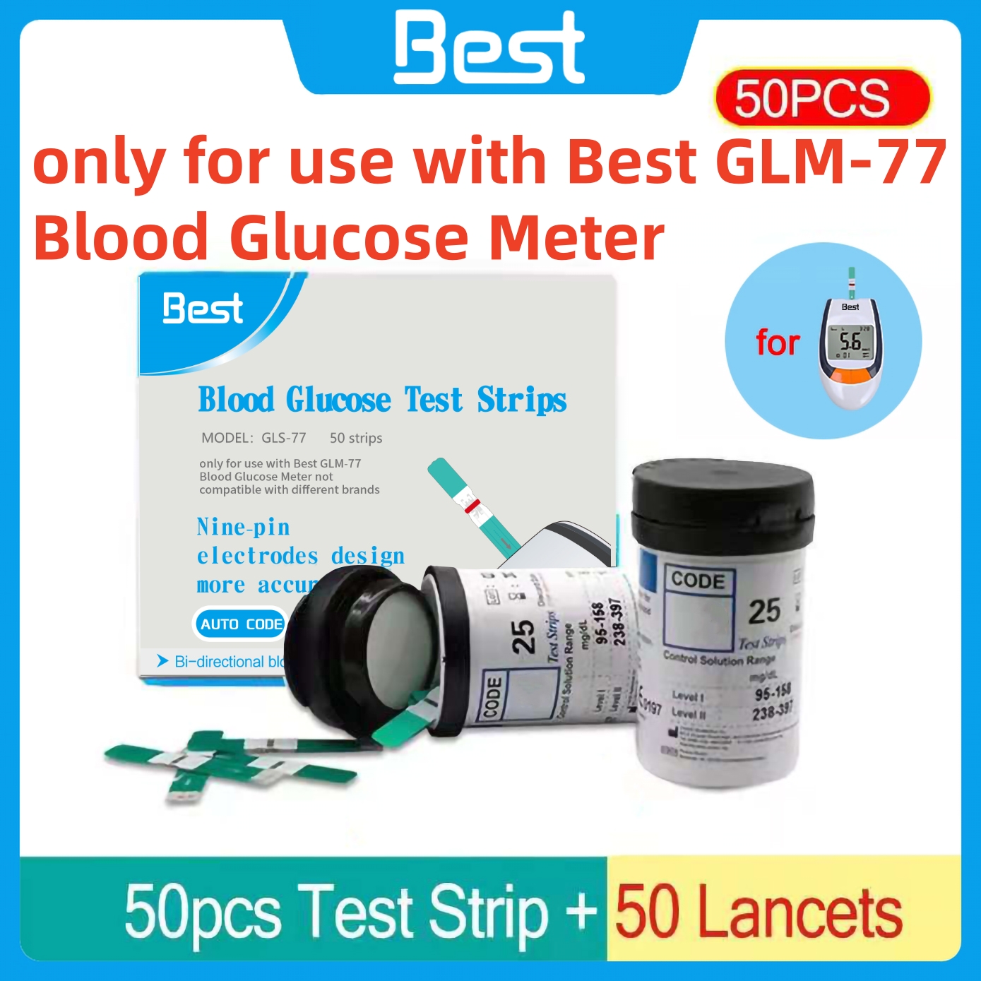 Best BGM-166/BGM-167 50/100 Bottled Blood Glucose Test BGM-166/BGM-167 ...